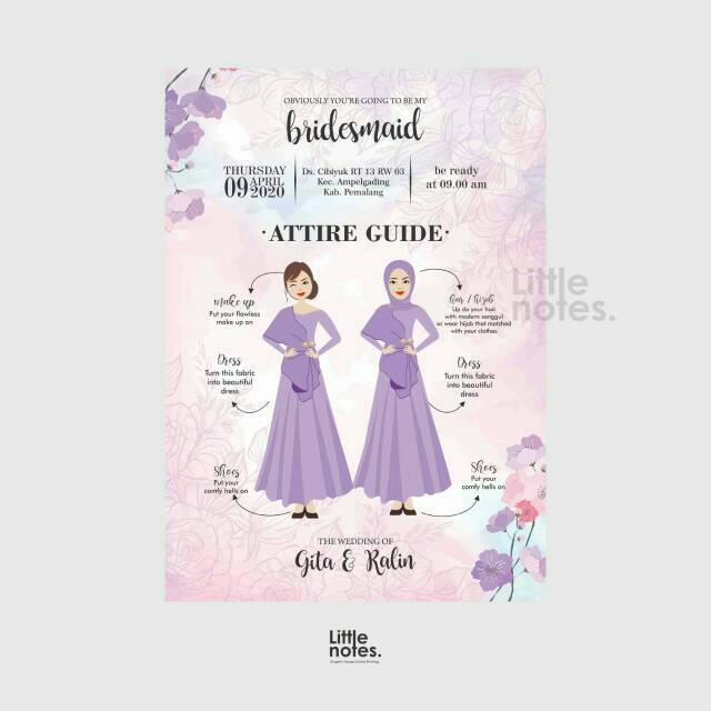 ATTIRE GUIDE CARD / BRIDESMAID CARD | Shopee Indonesia