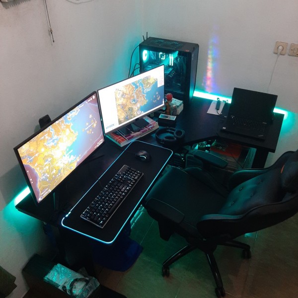 Jual Meja Komputer Gaming PC Desk RGB Murah R3 160x120 Meja siku meja L ...
