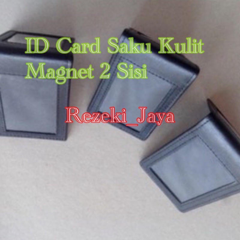 Jual ID Card Saku Kulit Name Tag ID Card Saku Magnet Kulit 2 Sisi ...