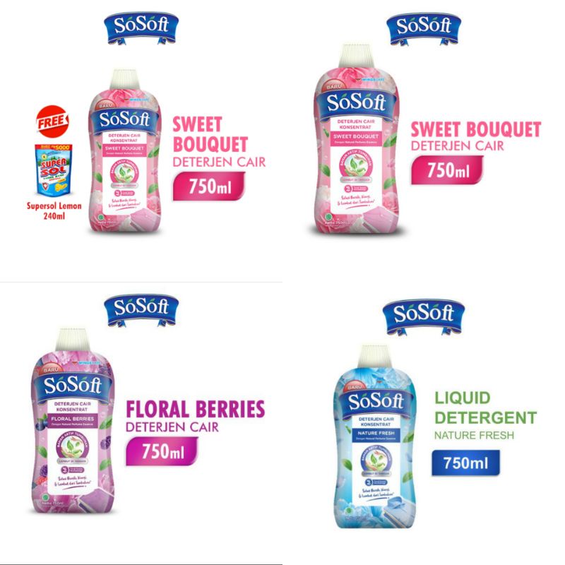 Jual Sosoft Detergent Cair Botol 750ml | Shopee Indonesia