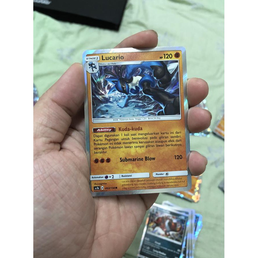 Jual (Terlaris!!) mainan Kartu Pokemon TCG Lucario Foil Hantaman Pertama Riolu Machoke Machamp ...