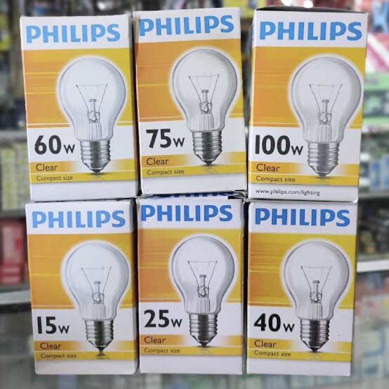 Jual Lampu Pijar Philips Clear 15W / 25W / 60W / 75W A55 CL E27 Standard Bulb | Shopee Indonesia