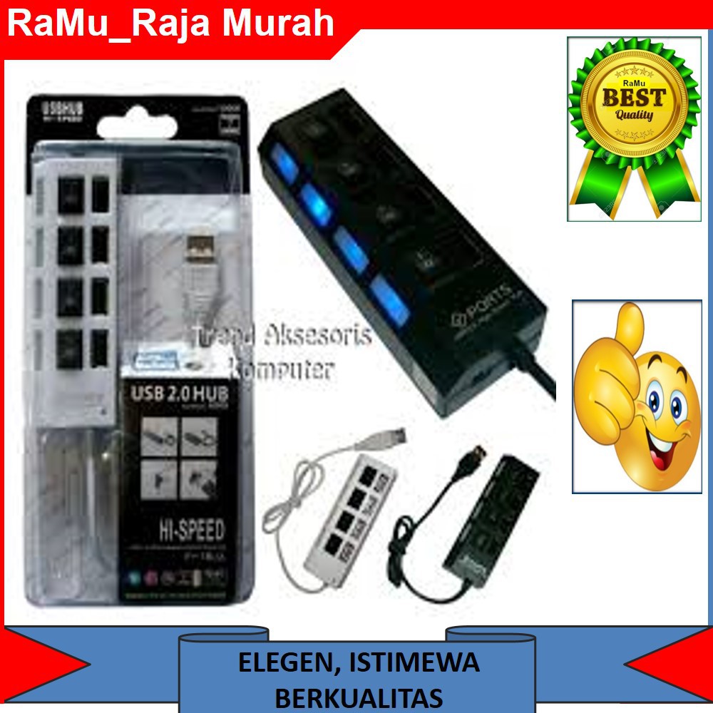 Jual USB HUB 4 PORT SWITCH ON/OFF ( SAKLAR ) LAMPU LED, TRANFER DATA ...