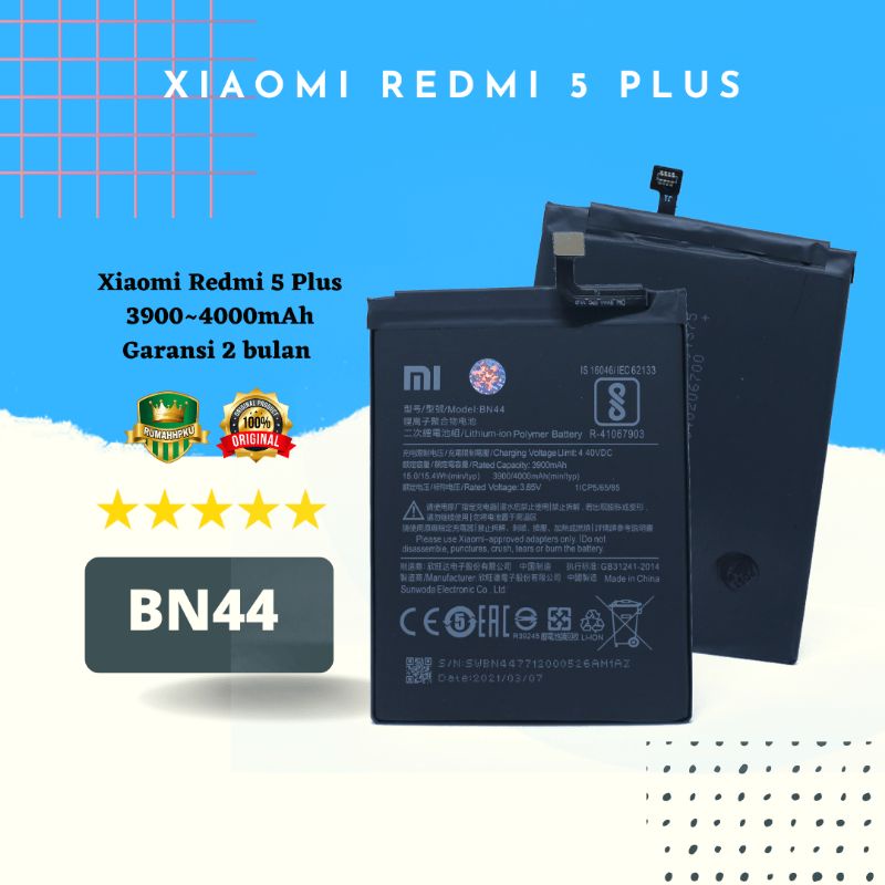 Jual BATERAI BATTERY XIAOMI REDMI 5 PLUS BN44 | Shopee Indonesia