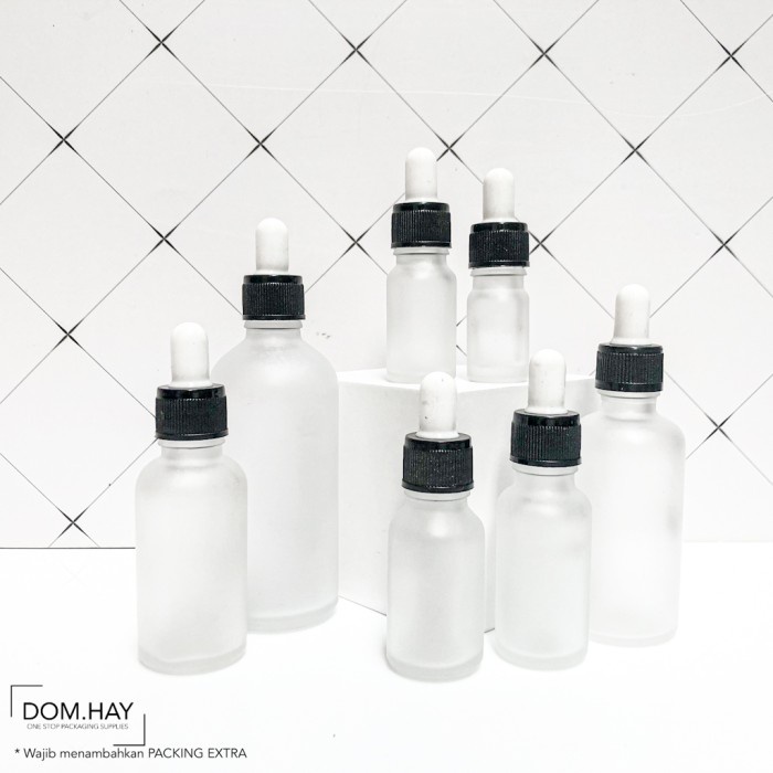 Jual Botol Pipet Kaca Frosted Doff Putih Tutup Hitam Karet Putih Face ...