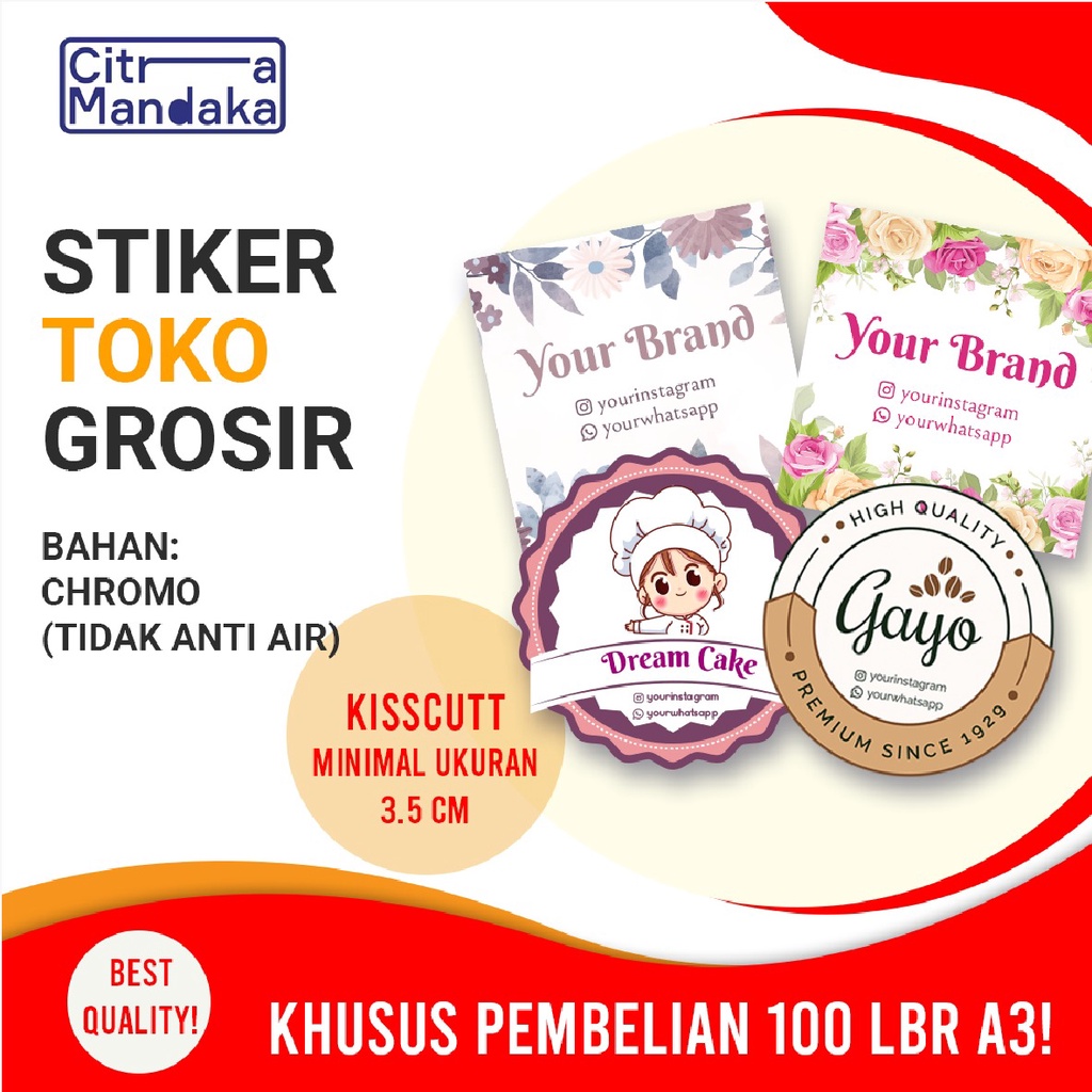 Jual Cetak Stiker Chromo Kromo Label Makanan Custom Grosir A3 Ukuran ...