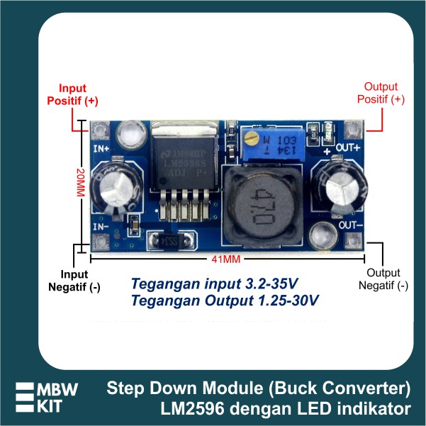 Jual Step Down Buck Converter LM2596 3A Adjustable Voltage Step Down | Shopee Indonesia