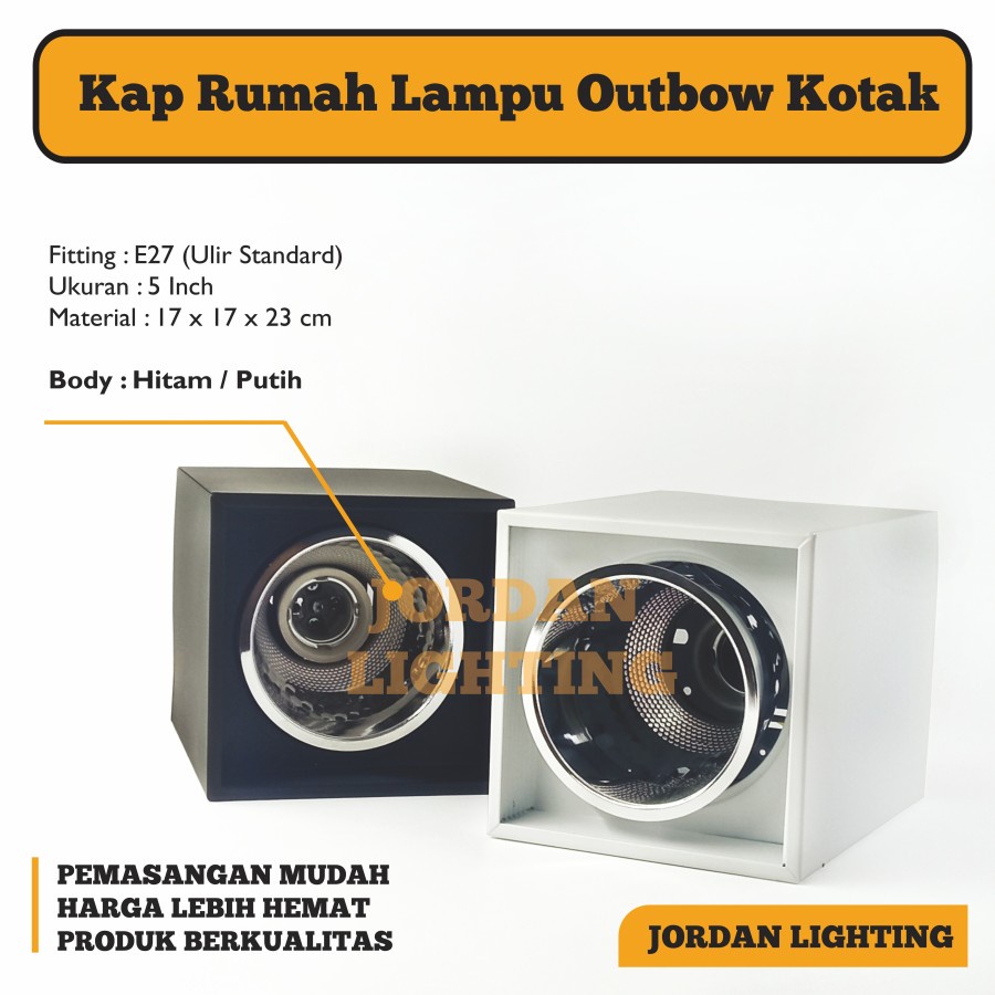 Jual Kap Lampu Downlight Rumah Outbow OB Kotak Fitting E27 5 Inch ...