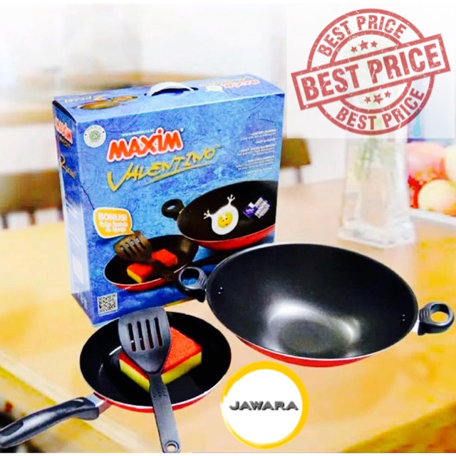 Jual Wajan Maxim Valentino set / Wajan Maxim teflon | Shopee Indonesia