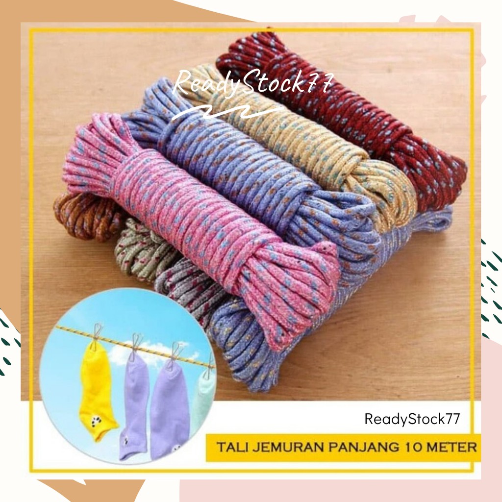 Jual Tali jemuran tampar nylon kuat praktis panjang 10 meter laundry rope | Shopee Indonesia