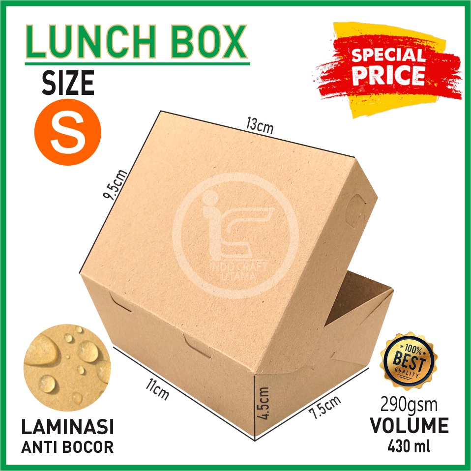 Jual Lunch Box Size S Kotak Makan Kertas Paper Box Kraft Laminasi Dus ...
