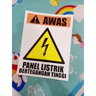 Jual stiker safety sign Awas PANEL Listrik bertegangan Tinggi. 30x23cm ...