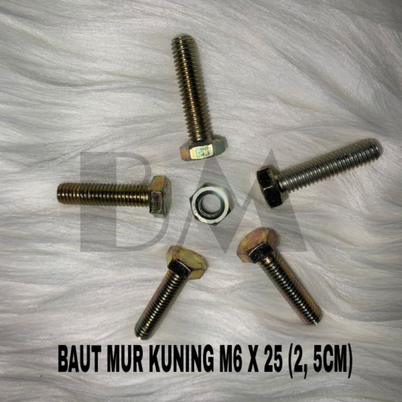 Jual BAUT MUR KUNING M6 X 25 (2,5cm)/M6x25 Baut Mur Hexagon Kuning BMK ... Jual BAUT MUR KUNING M6 X 25 (2,5cm)/M6x25 Baut Mur Hexagon Kuning BMK ...