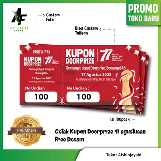 Jual Cetak Kupon Doorprize Hadiah 17 Agustus Free Desain isi 100pcs ...