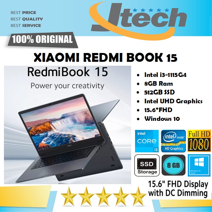 Jual XIAOMI REDMI BOOK 15 - i3-1115G4 - 8GB - 512GB SSD - 15.6"FHD ...