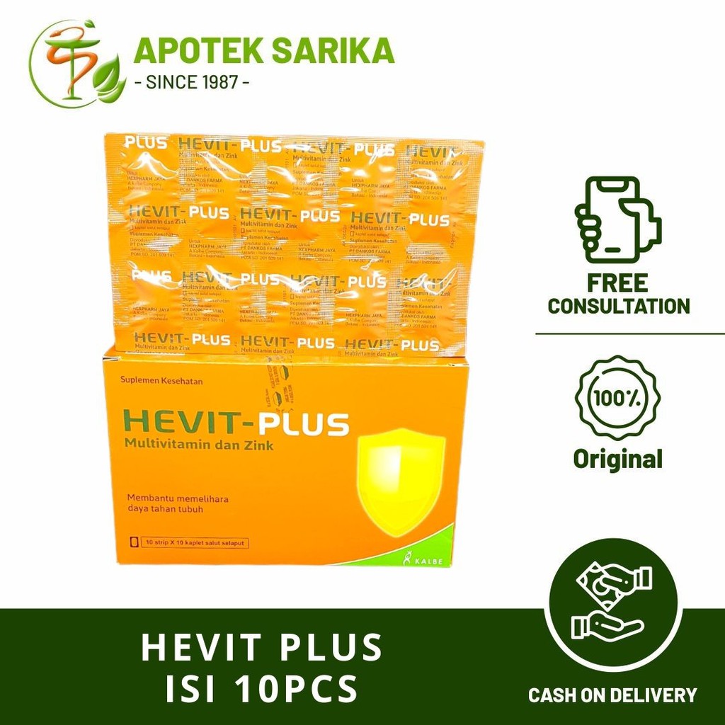 Jual Hevit plus 1 strip 10pcs (vit C & zinc jaga daya tahan tubuh ...