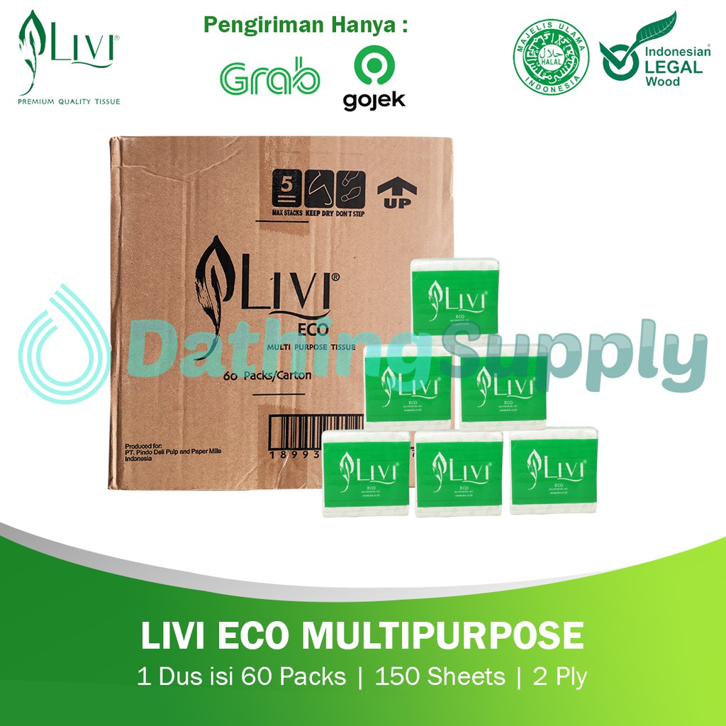 Jual GROSIR 1 DUS Tissue LIVI ECO Multipurpose 150 Sheet / Tisu Pop Up ...