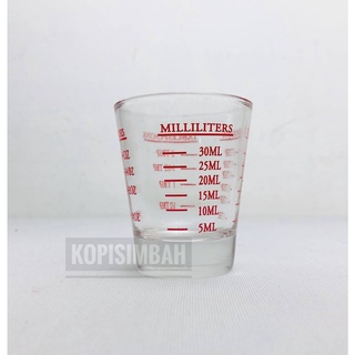 Jual Gelas Ukur Espresso Coffee ROUND Glass Sloki 30 ml Server Seduhan ...