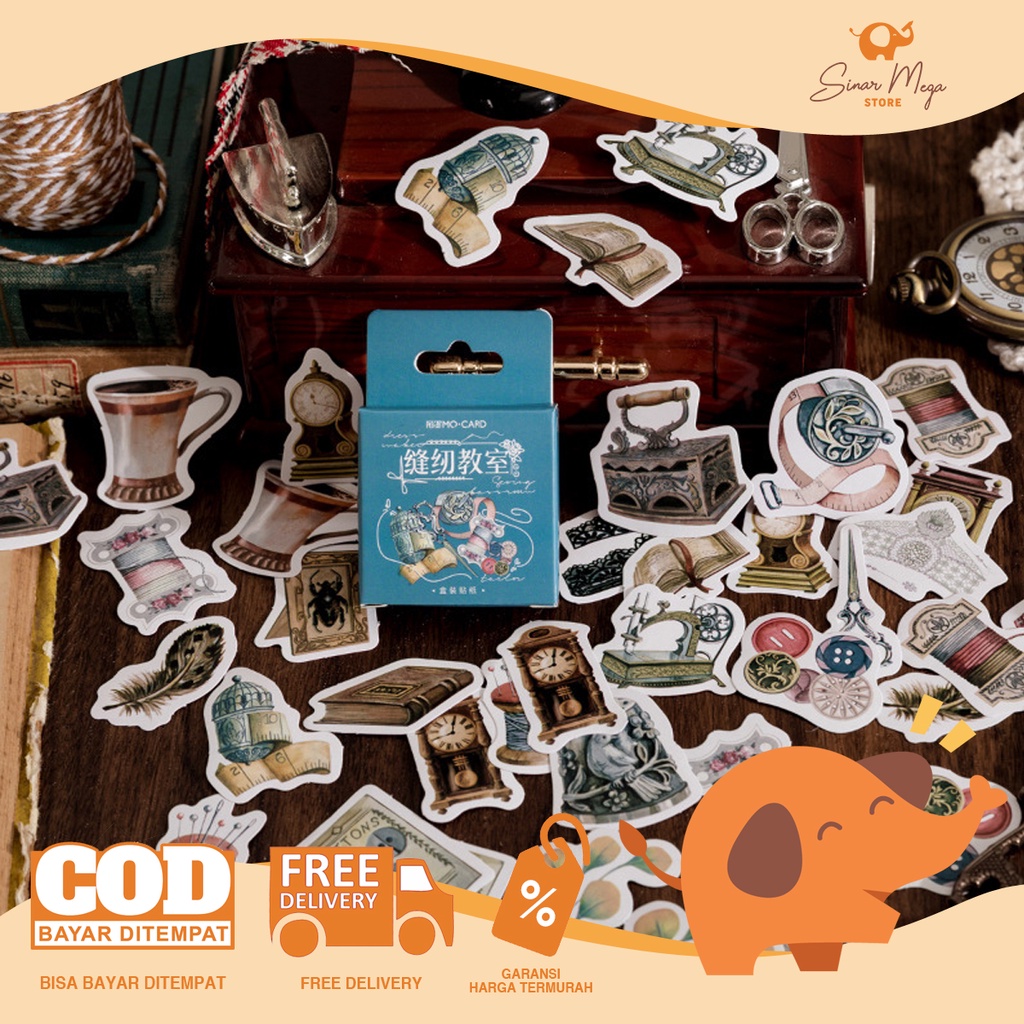 Jual Retro Sewing Classroom Flake Stickers Set / Sticker Stiker Deco ...