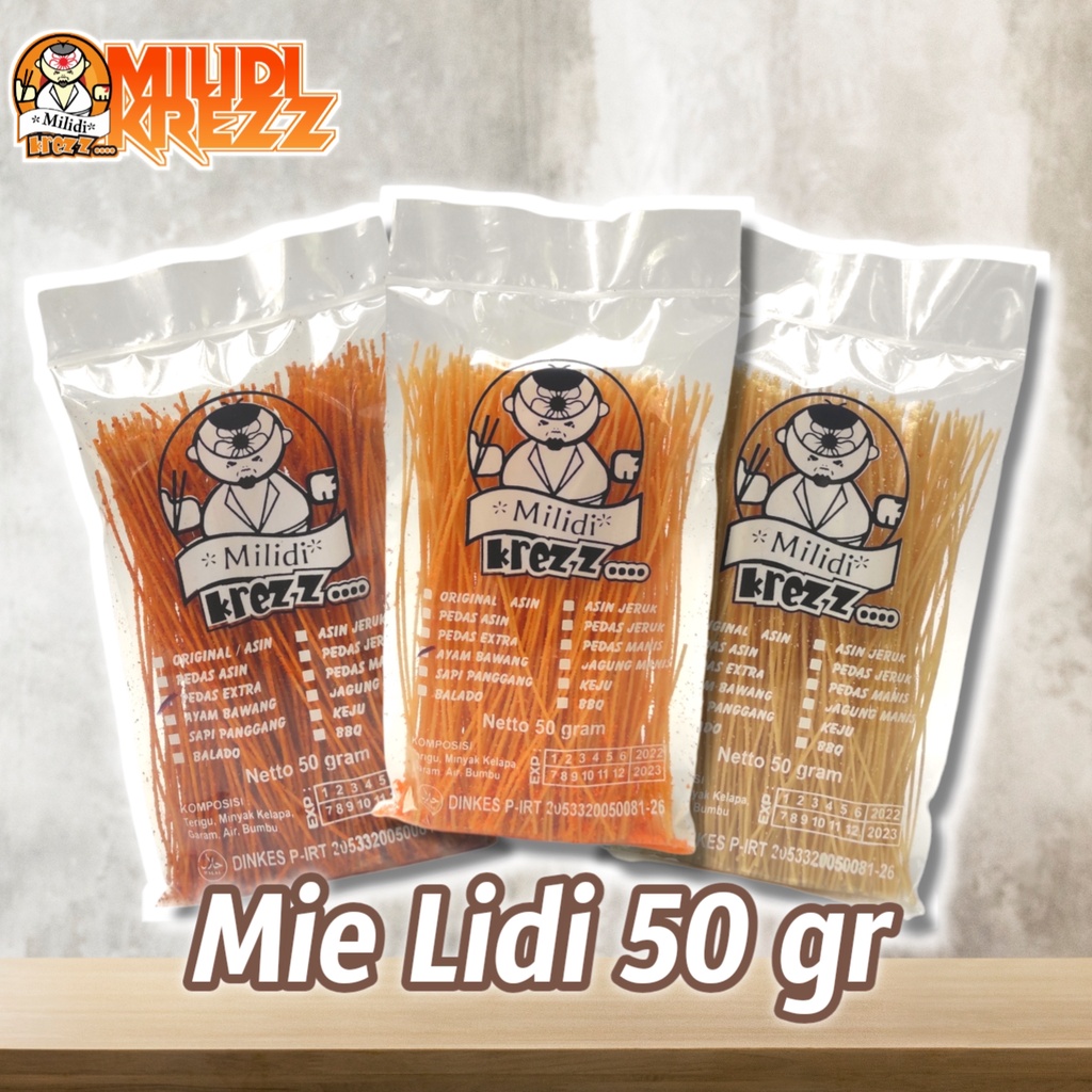 Jual Mie Lidi Milidi krezz 50 Gram Snack Cemilan Pedas | Shopee Indonesia