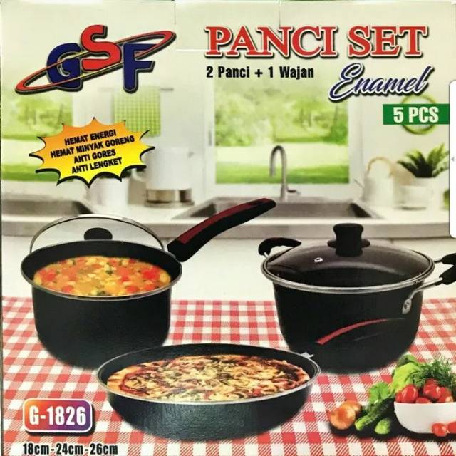 Jual Panci Enamel Set GSF 1826 | Shopee Indonesia