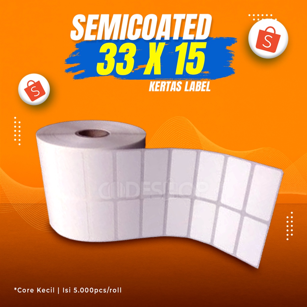 Jual KERTAS LABEL BARCODE 33 X 15 PORPORASI 2 LINE SEMICOATED | Shopee ...