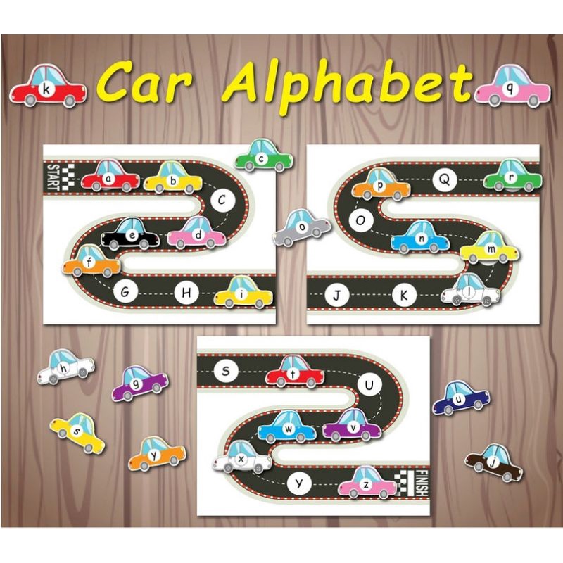 Jual Car Alphabet / Learning about Alphabet / Velcro activity / Car ...