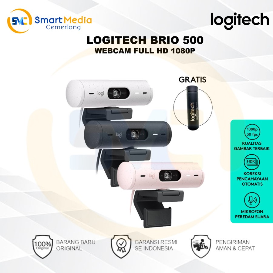 Jual Logitech Brio 500 Webcam Full HD HDR dan Noise Cancelling | Shopee Indonesia