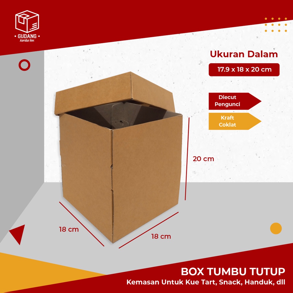 Jual Box ( 18 x 18 x 20 ) cm (Set Top/Bottom) Karton/Polos/Kardus ...
