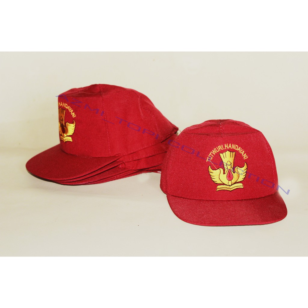 Jual Topi SD Merah logo Tuwuri / topi sekolah / topi anak / topi ...
