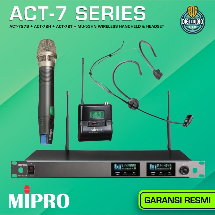 Jual Mic Wireless Vocal Microphone Handheld + Headset MIPRO ACT727B ...