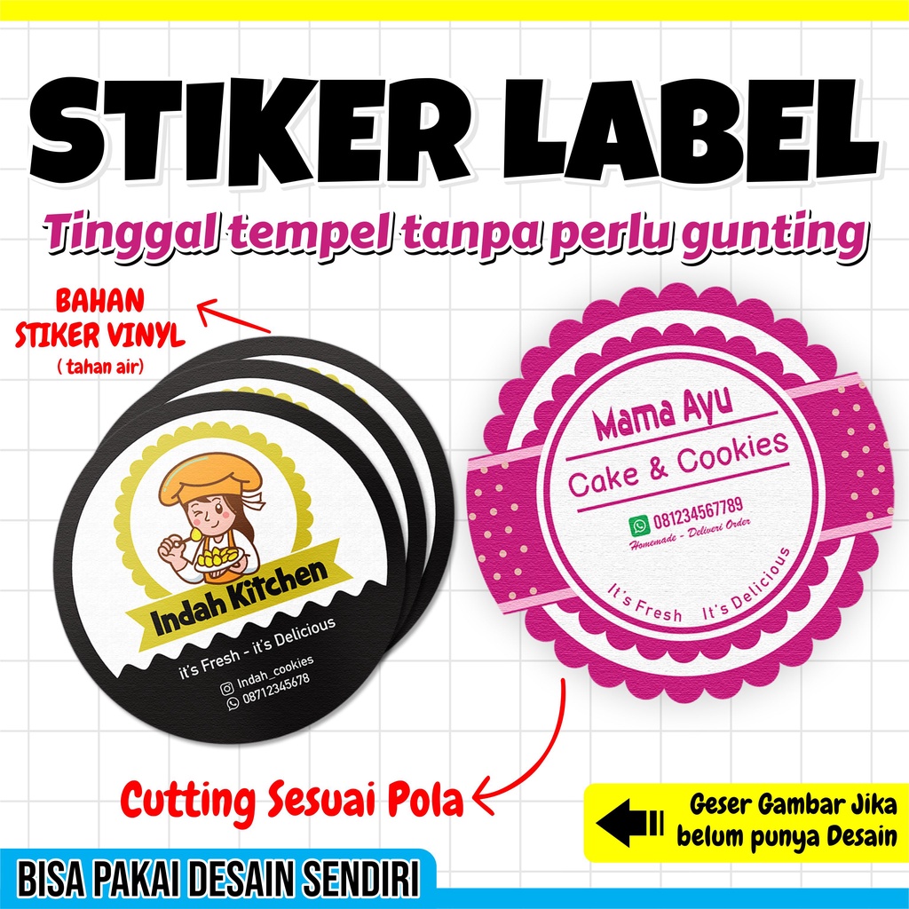 Jual STIKER LABEL KEMASAN / MAKANAN / MINUMAN TINGGAL TEMPEL TAHAN AIR ...