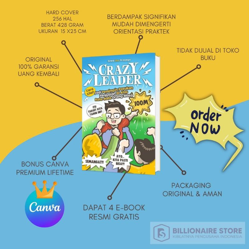Jual Buku Dewa Eka Prayoga Original Billionaire Store Crazy Leader Cara ...