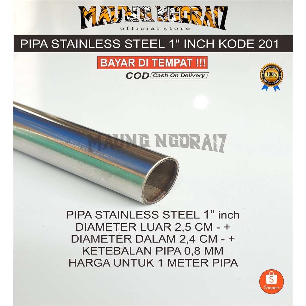 Jual Pipa stainless steel / Pipa 1" x 1Mtr Bulat Stainless steel / Pipa bulat 1meter stainless ...