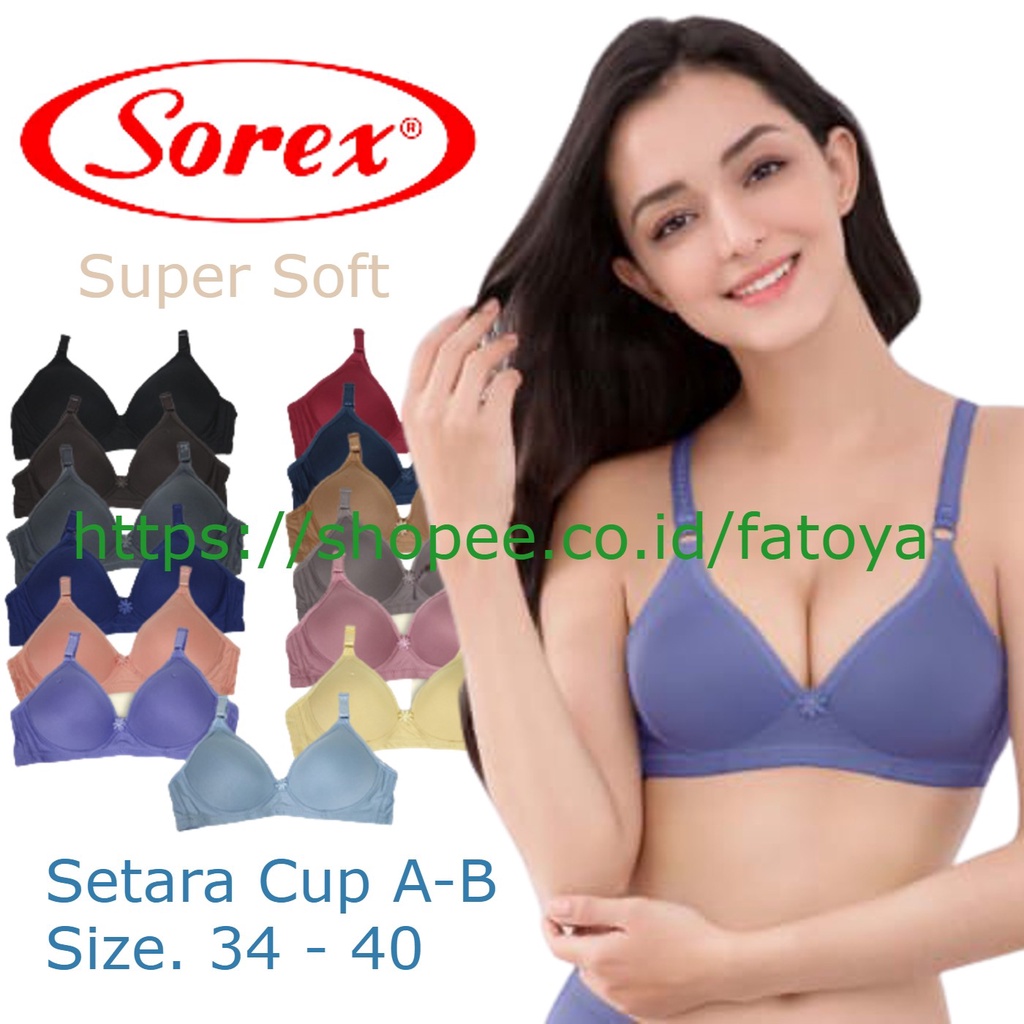 Jual SOREX Bra 17238 BH Sorex Super Soft Polos Tanpa Kawat Busa Tipis Kait 2 34-40 Indonesia ...