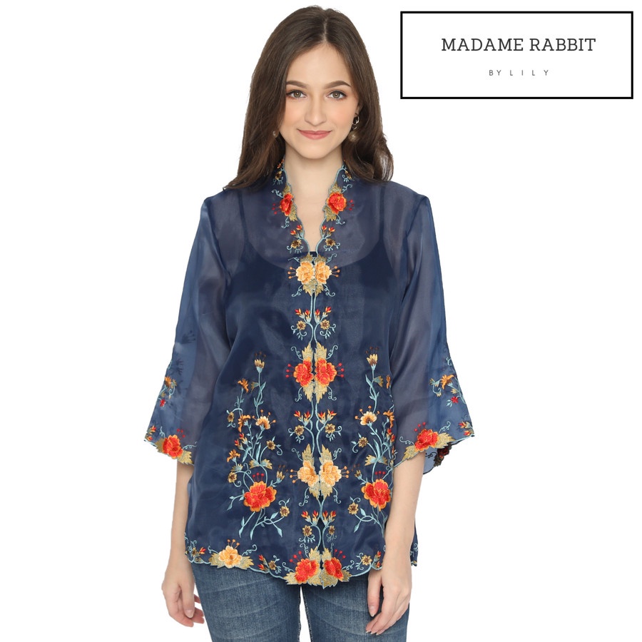 Jual MADAME RABBIT / Kebaya Modern / Kebaya Pesta Biru Saphire Bordir ...