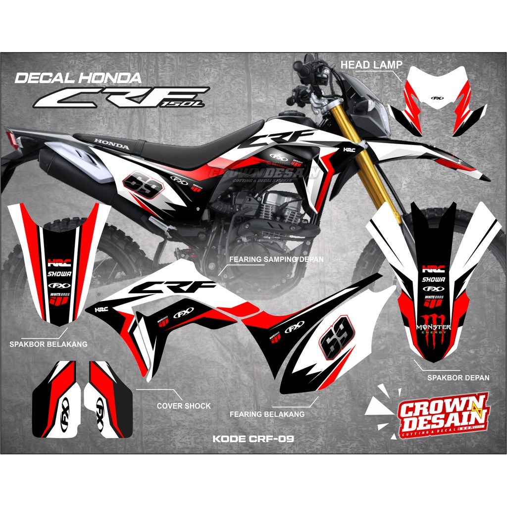 Decal motor CRF 150 L fullbody merah kombinasi | Shopee Indonesia