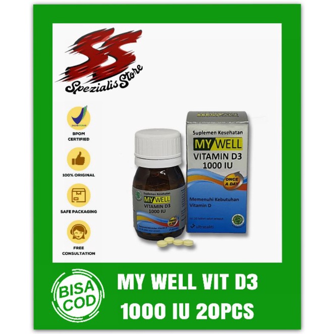Jual Mywell Vitamin D3 1000 IU Original 100% - My Well Vitamin D3 1000 ...
