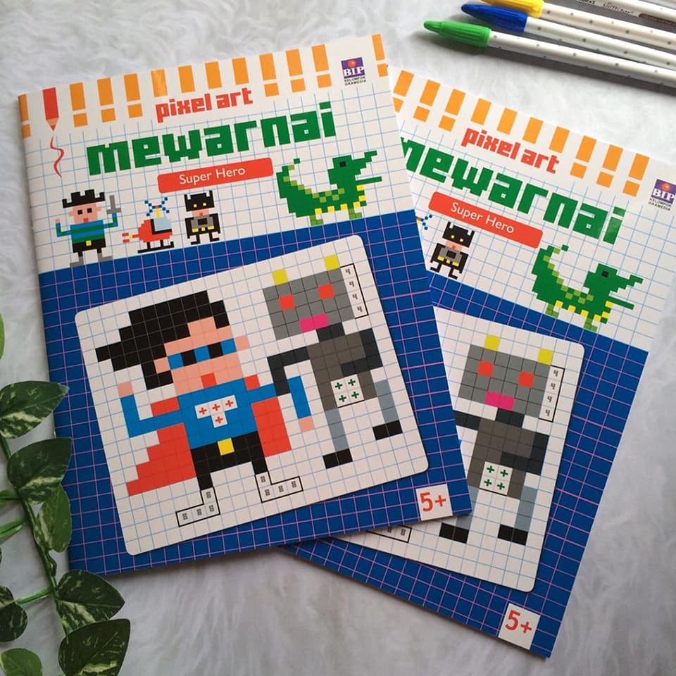 Jual Buku Pixel Art Mewarnai : Super Hero | Shopee Indonesia