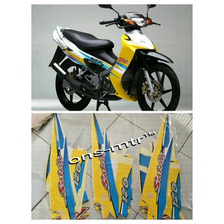 Jual Hr sticker striping stiker satria hiu 2tak kuning putih full body ...