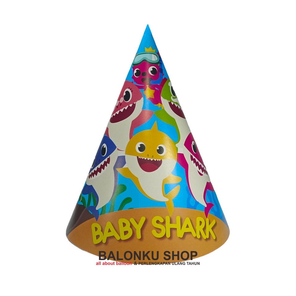 Jual Topi Ulang Tahun / Topi Ultah Kerucut / Topi Kerucut Baby Shark ...