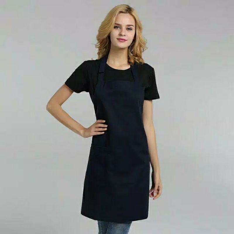 Jual Apron Celemek Koki Polos Drill Navy | Shopee Indonesia