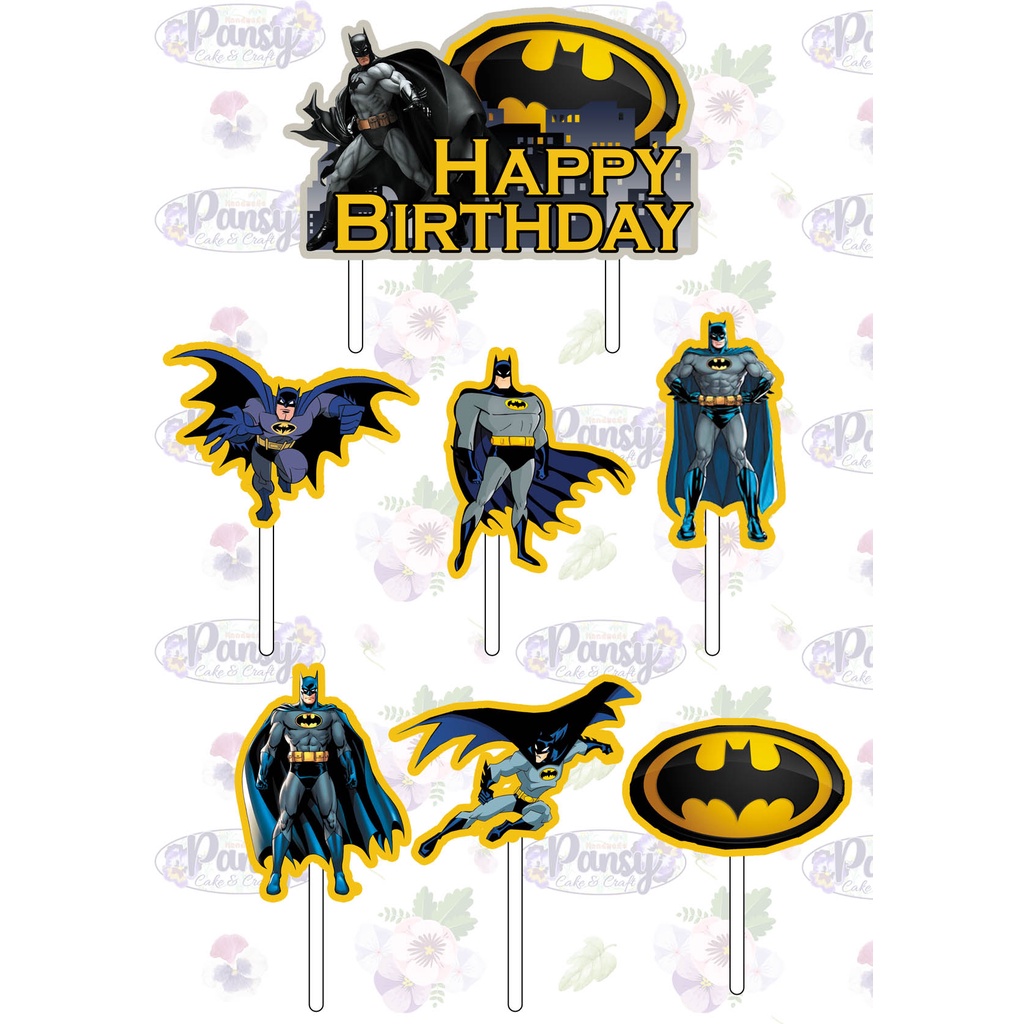 Jual Cake topper / cupcake topper Batman + banner Birthday EKONOMIS ...