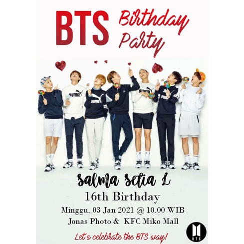 Jual undangan ulang tahun birthday invitation tema kpop, bts, bt21 ...