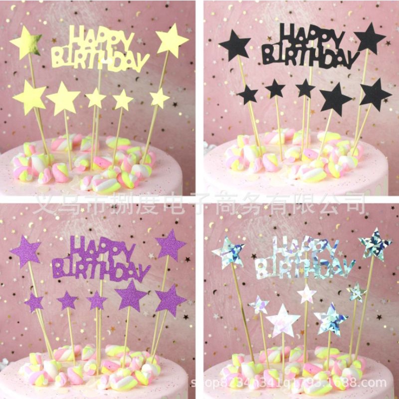 Jual Cake Topper Happy Birthday/HBD 1 set 8Pcs | Shopee Indonesia