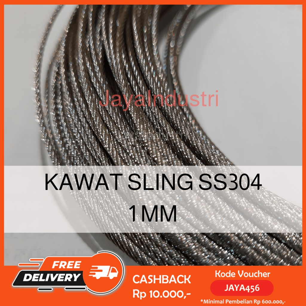 Jual TALI KAWAT BAJA SLING SELING STAINLESS STEEL WIRE ROPE 1MM | Shopee Indonesia