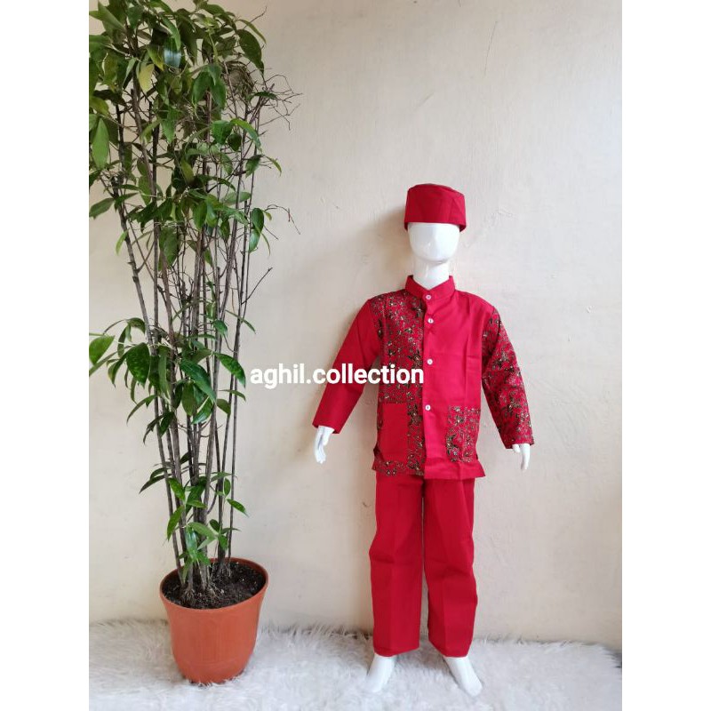 Jual SERAGAM TK/PAUD MUSLIM BATIK BAJU TK/PAUD MUSLIM BATIK MERAH ...