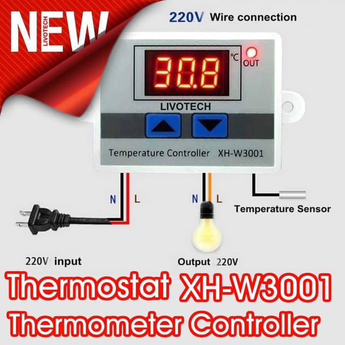 Jual Thermostat/Termostat Digital XH-W3001 220V AC Temperature ...