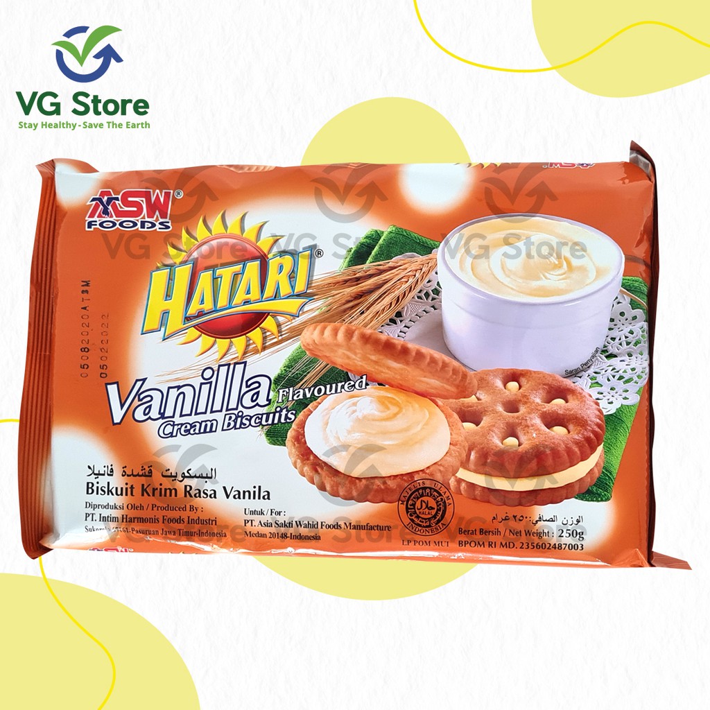 Jual Biskuit Hatari Vanilla Biscuit Vanilla Flavoured cream biscuit ASW ...