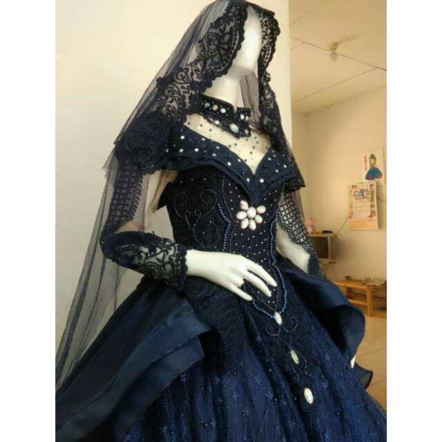 Gaun Pengantin Navy Blue - Model Gaun Pengantin